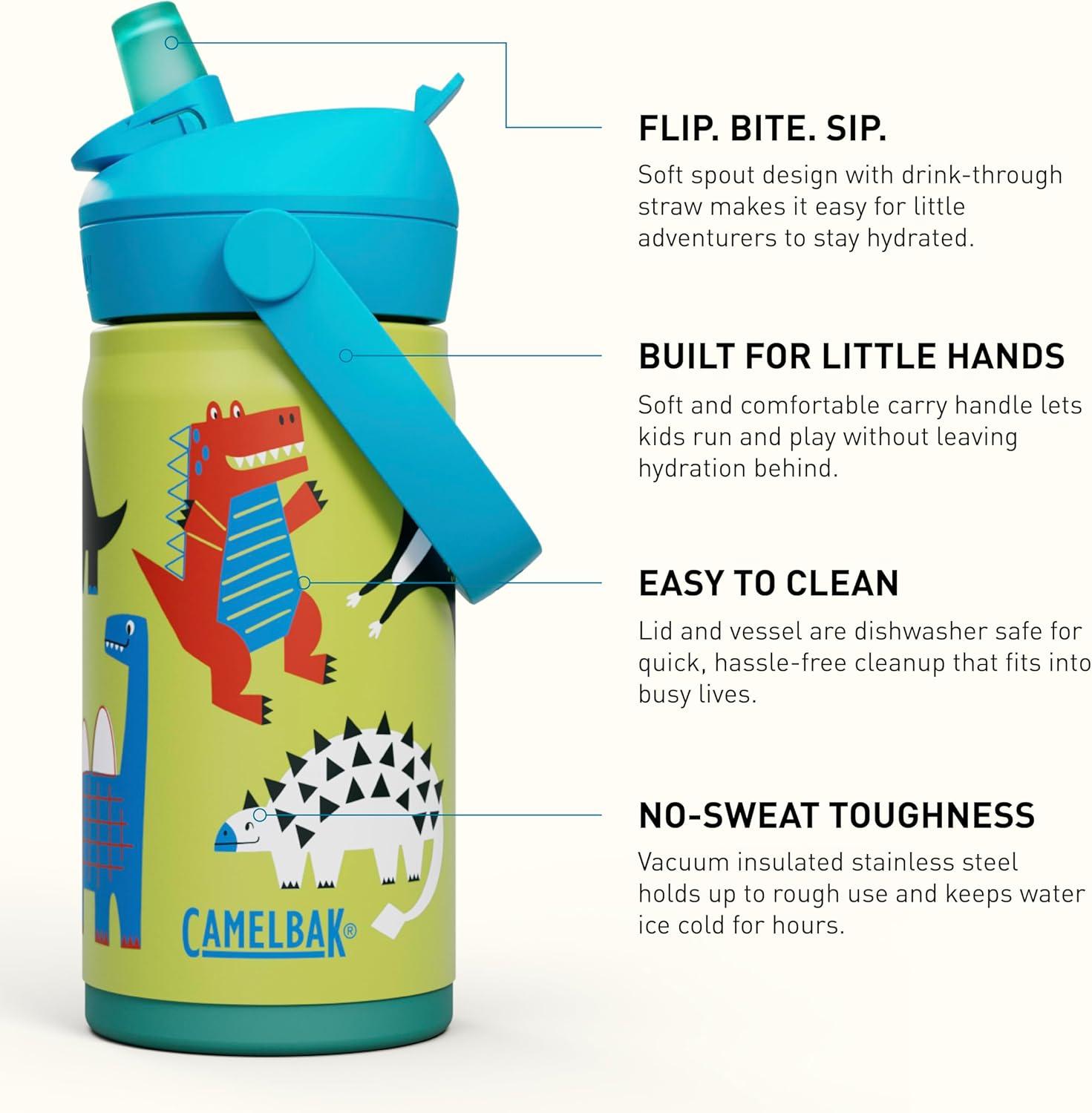 CamelBak Thrive Flip Straw Kids Bite Valve Stainless Steel Water Bottle ...